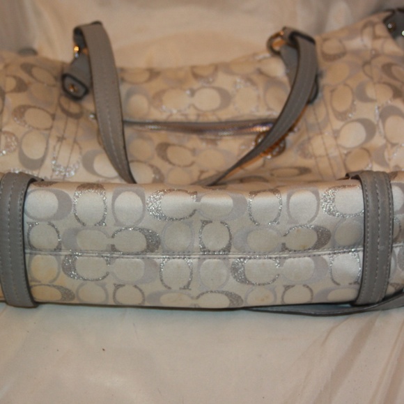 Coach | Bags | F8378 Coach Metallic Silver Gray White Signature | Poshmark